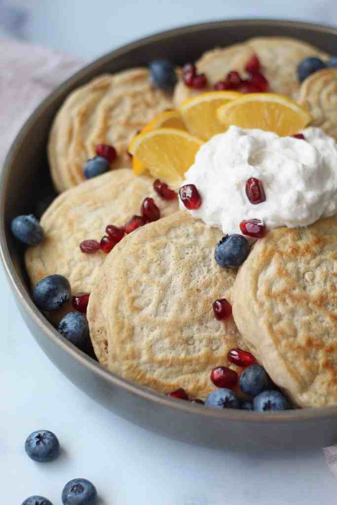 Vegan Cinnamon Protein Pancakes - Munchmeals by Janet